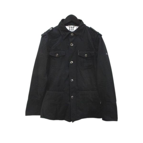 バーバリーブラックレーベル BURBERRY BLACK LABEL BMP19-707-09 ステンカラー ジャケット M 黒系 ブラック ワイヤーネック 刺繍 ボタン メンズ【ブランド】バーバリーブラックレーベル BURBERRY BL...