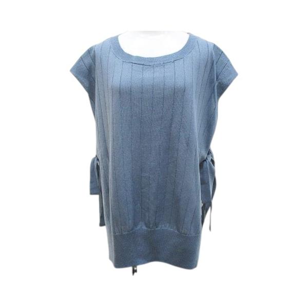 リナシェンテドンナ Rinascente Donna ニット ベスト 青系 ブルー 無地 サイドリボン リブ レディース【表記サイズ】表記無し【実寸サイズ】身幅：53cm　着丈：63cm　ゆき丈：30cm　　【素材】アクリル 84％　ポリエ...