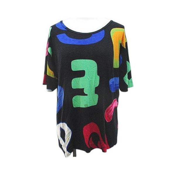 レコパン LES COPAINS 半袖 カットソー 42 黒系 ブラック 総柄 伸縮性 イタリア製 レディース【ブランド】レコパン LES COPAINS【表記サイズ】42【実寸サイズ】肩幅：45cm　身幅：52cm　着丈：55cm　袖丈：...