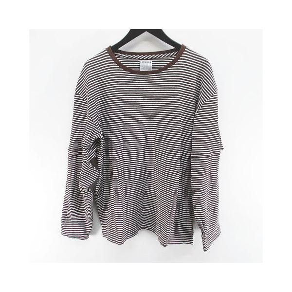 ファッチーズ FACCIES ボーダー 長袖 Tシャツ カットソー ロンT 2 茶系 ブラウン 日本製 メンズ【表記サイズ】2【実寸サイズ】肩幅：54cm　身幅：54cm　着丈：62cm　袖丈：53cm　　【素材】綿 100％【色】茶系（画...