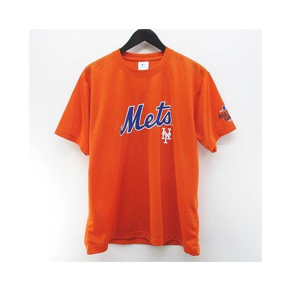 MLB ニューヨーク メッツ New York Mets 2024 半袖 メッシュ Tシャツ 2024 XL オレンジ ロゴ プリント メンズ【表記サイズ】XLチェスト 104-112cm【実寸サイズ】肩幅：45cm　身幅：55cm　着丈：...