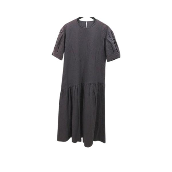 mite fabrica ミーテファブリカ 半袖 ワンピース ロング丈 38 グレー系 パフスリーブ フレア 無地 レディース【表記サイズ】38【実寸サイズ】肩幅：48cm　身幅：50cm　袖丈：24cm　総丈：119cm　　【素材】綿10...