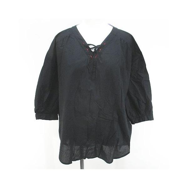 エムビールーカスカシェット MBルーカスカシェット MB LUCAS cachette 八分袖 ブラウス カットソー Vネック フィッシュテール 2 黒系 ブラック リボン 無地【ブランド】エムビールーカスカシェット MBルーカスカシェット...