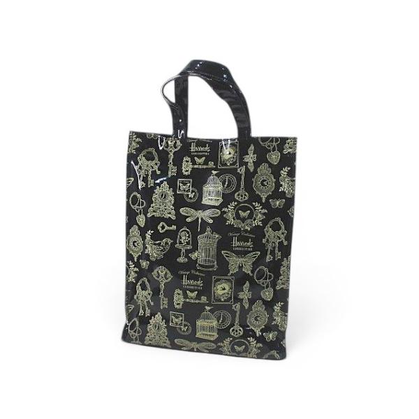 ハロッズ Harrods ヴィンテージコレクション キュリオシティーズ柄 トートバッグ 総柄 ブラック 黒系  レディース【ブランド】ハロッズ Harrods【実寸サイズ】持ち手の長さ：32cm　ヨコ：28cm　タテ：37cm　マチ：11c...