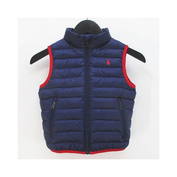 ポロ ラルフローレン POLO RALPH LAUREN ダウン ベスト ジャケット 3/3T 紺系 ネイビー ジップアップ ロゴ 刺繍 裏地 キッズ 子供服 【ブランド】ポロ ラルフローレン POLO RALPH LAUREN【表記サイズ...