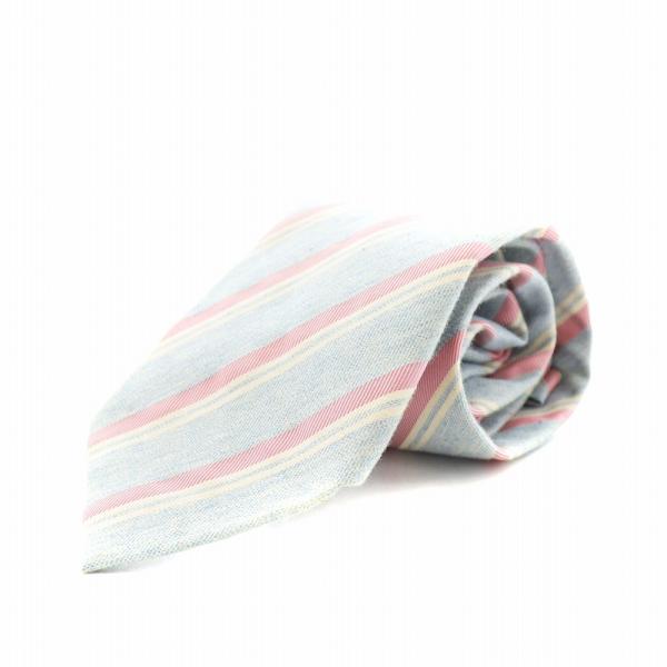 ルイジボレッリ LUIGI BORRELLI レギュラータイ ネクタイ レジメンタルストライプ柄 シルク混 絹 ピンク 青 ブルー /AN5 メンズ【ブランド】ルイジボレッリ LUIGI BORRELLI【実寸サイズ】全長 約148cm　剣...