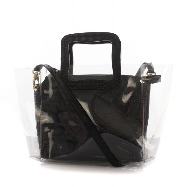 アニタビラルディ ANITA BILARDI 2WAY PVCバッグ ハンドバッグ ショルダーバッグ ビニール クロコ型押しレザー 黒 クリア /YM レディース【ブランド】アニタビラルディ ANITA BILARDI【表記サイズ】-【実寸...
