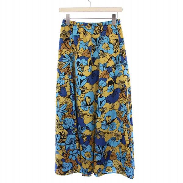 ドリーシーン dolly-sean フレアスカート ロング 花柄 0 青 茶 /BM レディース【表記サイズ】0【実寸サイズ】ウエスト：64cm　ヒップ：96cm　スカート丈：92cm　　【素材】表地 ポリエステル　裏地 ポリエステル【色】...