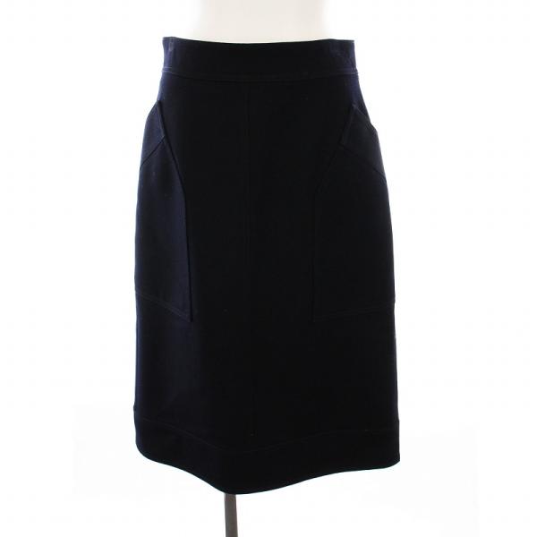 シクラス CYCLAS WOL DIAGONAL A LINE SKIRT W/PATCH PKTS Aライン スカート ひざ丈 36 紺 ネイビー 1-05-02-2158 /YM レディース【ブランド】シクラス CYCLAS【表記サイズ...