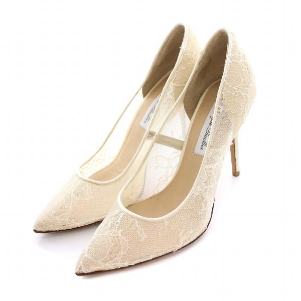 モニーク ルイリエ Monique Lhuillier LACE SATIN レース パンプス ピンヒール ハイヒール 38 アイボリー /YM ●D レディース【表記サイズ】38(24cm)【実寸サイズ】ヒールの高さ：10cm　最大幅：8...