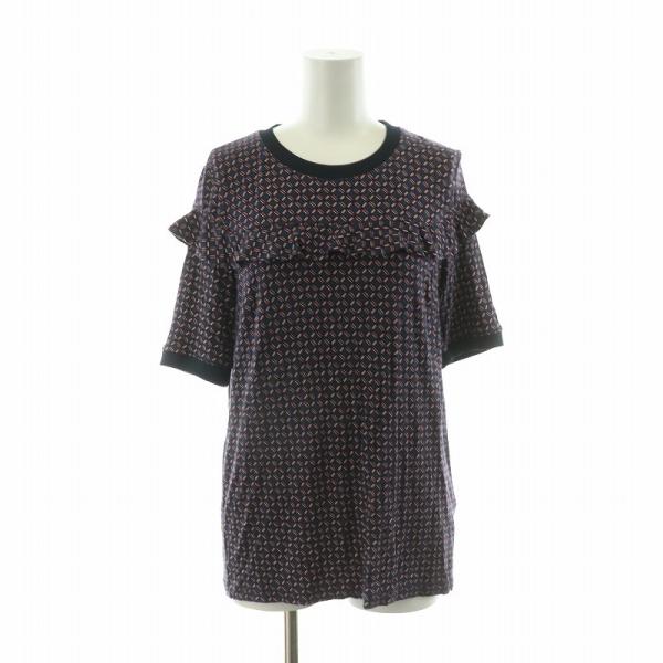 バウム ウンド ヘルガーデン BAUM UND PFERDGARTEN カットソー 半袖 総柄 フリル S ネイビー レッド 412-7110762 /NQ レディース【ブランド】バウム ウンド ヘルガーデン BAUM UND PFERDG...