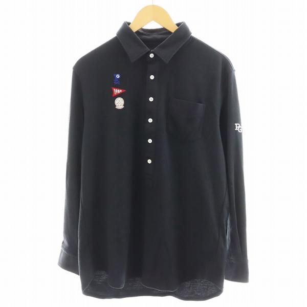 パーリーゲイツ PEARLY GATES ポロシャツ 長袖 ワッペン ゴルフウェア 6 黒 ブラック 053-3161101 /AN43 メンズ【ブランド】パーリーゲイツ PEARLY GATES【表記サイズ】6【実寸サイズ】肩幅：約45....