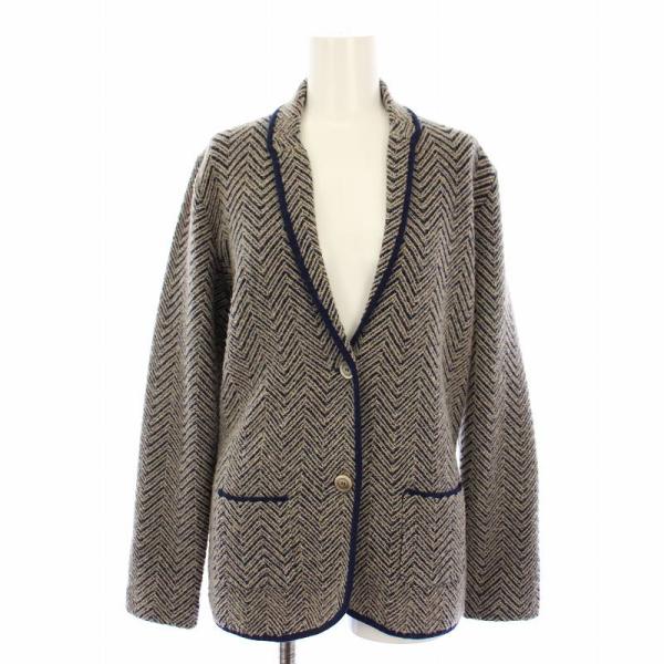 イレブンティ eleventy テーラードジャケット シングル 2B ヘリンボーン柄 ウール カシミヤ S 紺 ベージュ /BM レディース【ブランド】イレブンティ eleventy【表記サイズ】S【実寸サイズ】肩幅：40cm　身幅：46c...