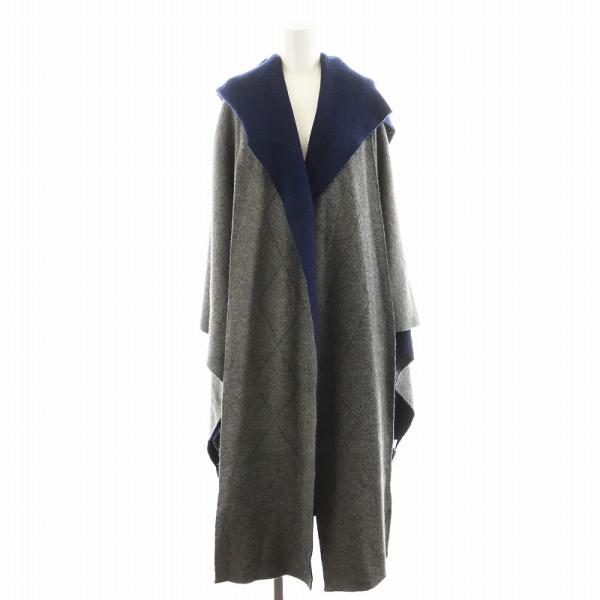 ルシェルブルー LE CIEL BLEU ダブルフェイスニットケープ Double Face Knit Cape ロング丈 アウター 36 グレー 紺【ブランド】ルシェルブルー LE CIEL BLEU【表記サイズ】36【実寸サイズ】身幅：...