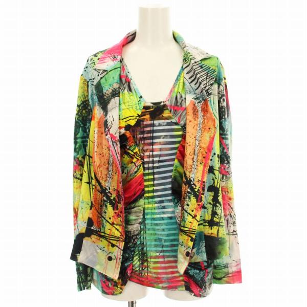 スエ SOUHAIT アンサンブル シャツ S557-9652 シャツ カットソー 半袖 46 マルチカラー /☆G レディース【表記サイズ】46【実寸サイズ】肩幅：40cm　身幅：44cm　袖丈：53cm　着丈：51cm　半袖 　　肩幅3...