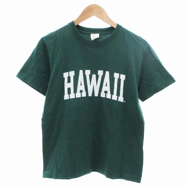 UNIVERSITY OF HAWAII Tシャツ カットソー 半袖 プリント F 緑 グリーン /NH レディース【表記サイズ】F【実寸サイズ】肩幅：約42cm　身幅：約46cm　袖丈：約19cm　着丈：約58cm　　【素材】綿【色】緑 ...