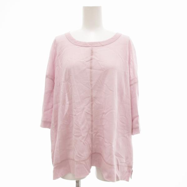 アシェット assiette カットソー ニット シアー 七分袖 1 ピンク /JS レディース【ブランド】アシェット assiette【表記サイズ】1【実寸サイズ】肩幅：約68cm　身幅：約65cm　袖丈：約23cm　着丈：約60cm　　...