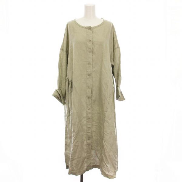 バスコ BASCO ワンピース ロング リネン 長袖 2 ライトグレー /YM レディース【ブランド】バスコ BASCO【表記サイズ】2【実寸サイズ】身幅：56cm　着丈：110cm　ゆき丈：78cm　　【素材】麻100％【色】ライトグレー...