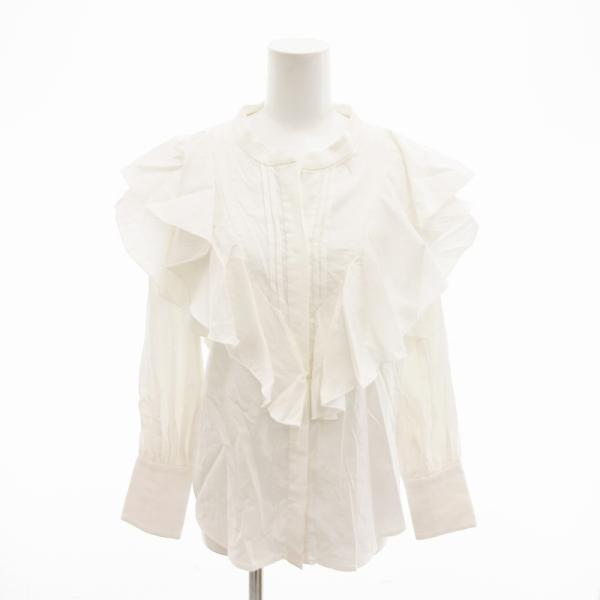 ラグナムーン LagunaMoon 美品 シャツ ブラウス フリル ストレッチ 長袖 F 白 ホワイト /HO レディース【ブランド】ラグナムーン LagunaMoon【表記サイズ】F(Free size)【実寸サイズ】肩幅：約35cm　身...