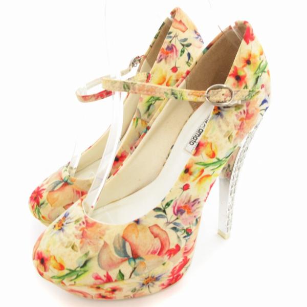 アマートアマート AMATO×AMATO パンプス 花柄 ラインストーン プラットフォーム 35 ベージュ /TI レディース【表記サイズ】35【実寸サイズ】ヒールの高さ：約13cm　最大幅：約16.5cm　インソール 約22cm　【色】ベ...