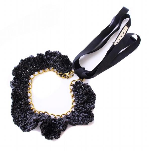 マルニ MARNI COLLANA ネックレス ゴールドチェーン ブラック /KH レディース【ブランド】マルニ MARNI【実寸サイズ】チェーンの長さ：最大190cm　トップの大きさ：-cm　幅5cm　【色】黒 ブラック【状態】使用感が少...