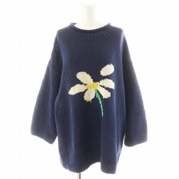 マクマーンウーレン Mcmachan Woolen ニット セーター 長袖 花柄 コットン 紺 ネイビー /AN20 レディース【表記サイズ】サイズ表記なし(実寸サイズをご参考ください。)【実寸サイズ】身幅：約59.5cm　着丈：約67cm...