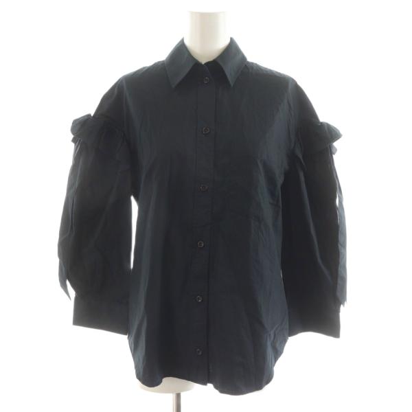 シモーネ ロシャ simone rocha シャツ ブラウス 長袖 フリル コットン UK6 黒 ブラック /AN29 レディース【表記サイズ】UK6【実寸サイズ】肩幅：約49cm　身幅：約47cm　着丈：約64.5cm　袖丈：約43.5c...