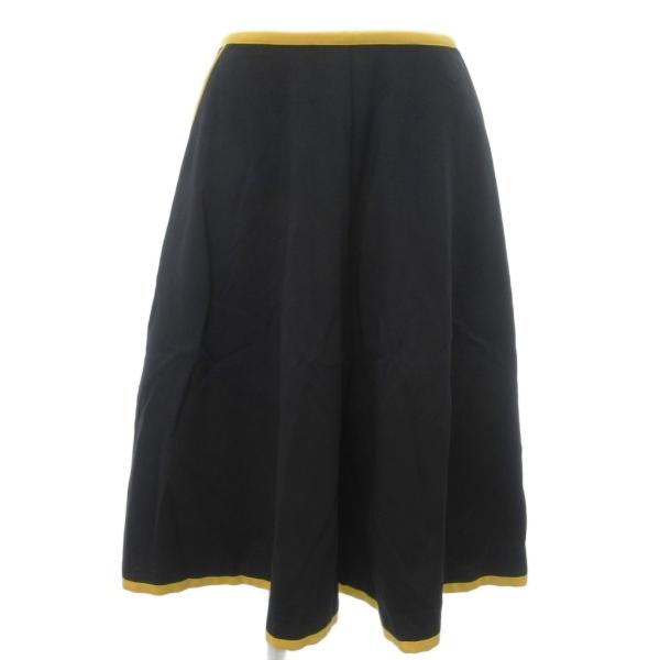 マチコジント ロンドン machiko jinto london 美品 フレア スカート ひざ丈 無地 36 黒 ブラック 黄 イエロー /YJ レディース【表記サイズ】36【実寸サイズ】ウエスト：60cm　ヒップ：50cm　スカート丈：5...
