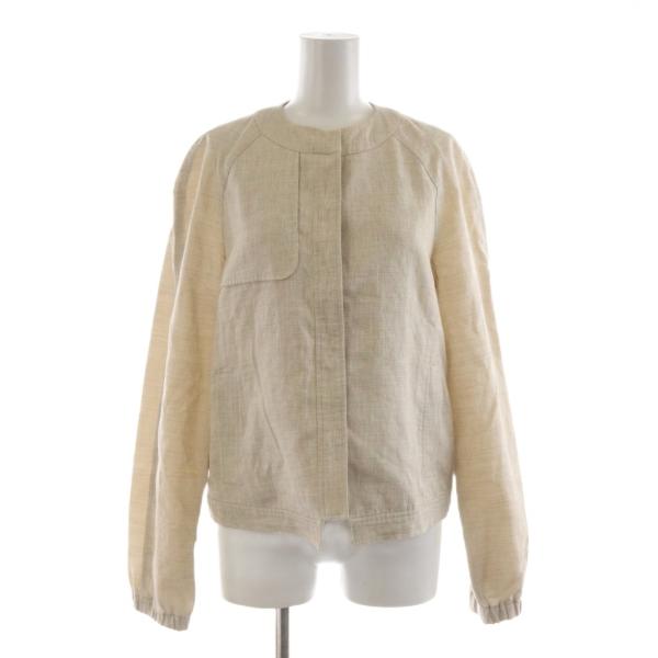 プレミス Premise ノーカラージャケット ショート丈 リネン混 ベージュ 03-8104124 /RR レディース【ブランド】プレミス Premise【表記サイズ】38【実寸サイズ】身幅：45cm　着丈：50cm　ゆき丈：81cm　　...