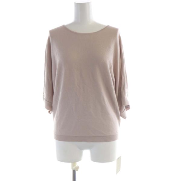 未使用品 セゾンドパピヨン SAISON DE PAPILLON タグ付き カットソー パールモチーフ 五分袖 ピンクベージュ /RO レディース【表記サイズ】サイズ表記なし(実寸サイズをご参考ください。)【実寸サイズ】身幅：約45cm　着...