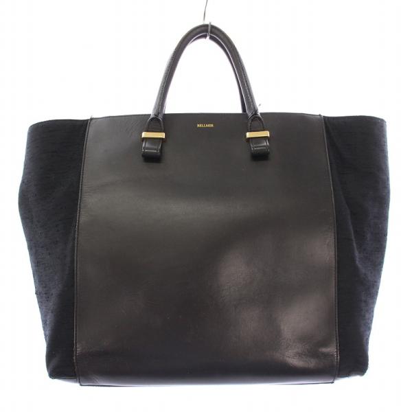 ベルメール BELLMER トートバッグ ハンドバッグ レザー 切替 ロゴ 黒 ブラック /BB レディース【実寸サイズ】持ち手の長さ：約29cm　ヨコ：約53cm　タテ：約36cm　マチ：約15.5cm　ショルダーの長さ：-cm　　【素材...