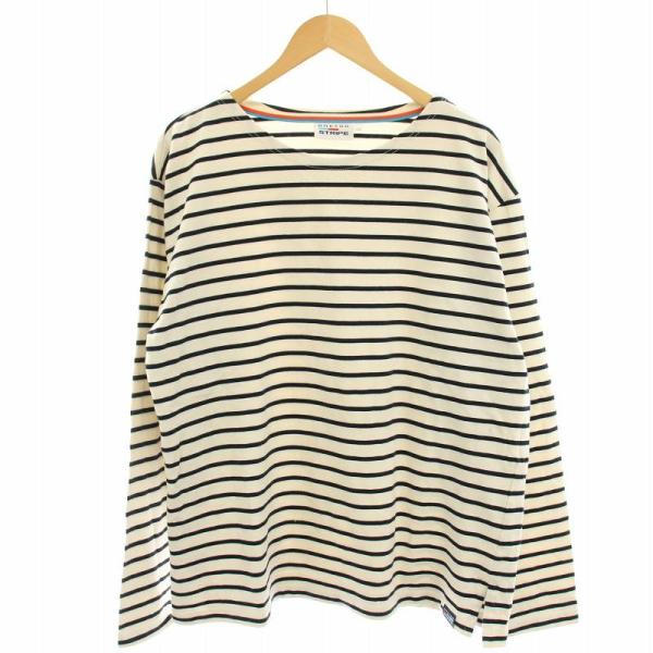 ブレトンストライプ BRETON STRIPE クラシックシャツボーダーカットソー バスクシャツ Tシャツ 長袖 2XL アイボリー 紺 ネイビー【表記サイズ】2XL【実寸サイズ】身幅：59cm　着丈：68cm　ゆき丈：90cm　　【素材】...