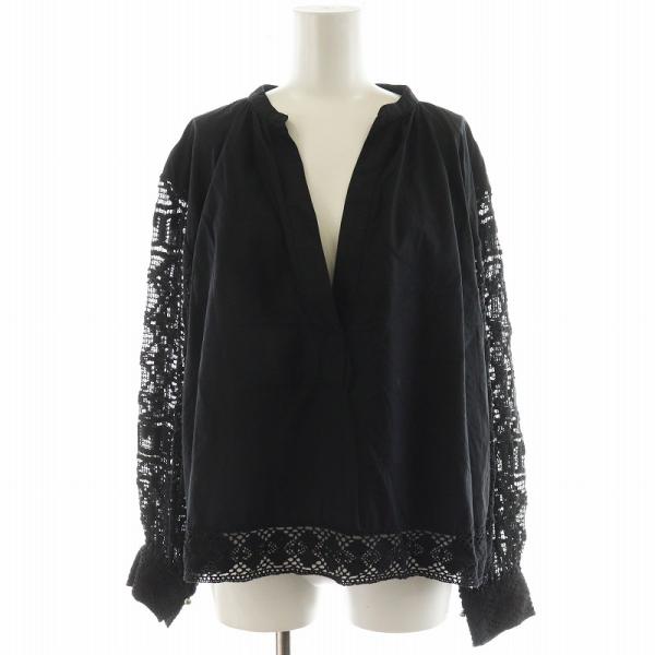 サラマリカ sara mallika Geometric Lace Joint Top シャツ ブラウス 長袖 レース 切替 黒 ブラック 020141SS2 /AN26 レディース【表記サイズ】サイズ表記なし(実寸サイズをご参考ください。...
