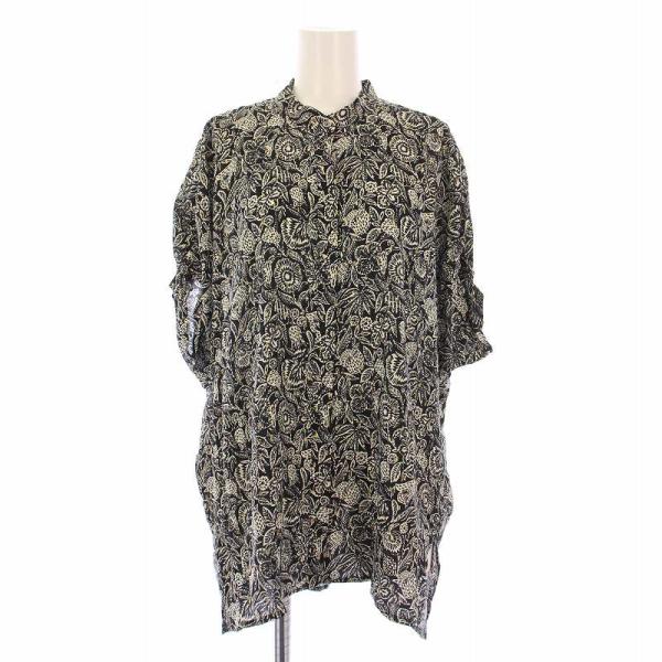 ジャーナルスタンダードレサージュ DEVEAUX GOLDラメモノトーンシャツ ブラウス 半袖 バンドカラー 総柄 F 黒 ブラック 白【ブランド】ジャーナルスタンダードレサージュ journal standard L'essage【表記サ...