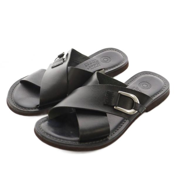 エダーシューズ EDER SHOES サンダル レザー 37 黒 ブラック /AN14 レディース【表記サイズ】37【実寸サイズ】最大幅：約9.5cm　アウトソール：約25cm　　【素材】レザー【色】黒 ブラック【状態】全体的にスレ。アウト...