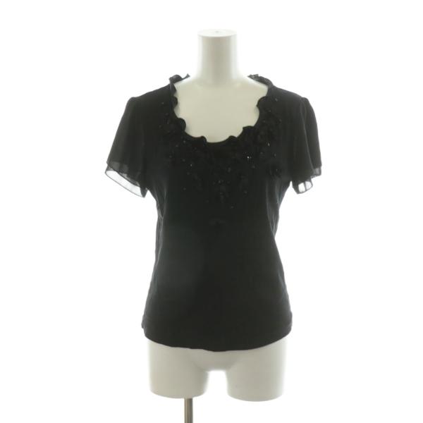 オースチン リード Austin Reed シャツ ブラウス 半袖 フラワーモチーフ 40 ブラック 1531-62618 /NQ レディース【ブランド】オースチン リード Austin Reed【表記サイズ】40【実寸サイズ】肩幅：約37...