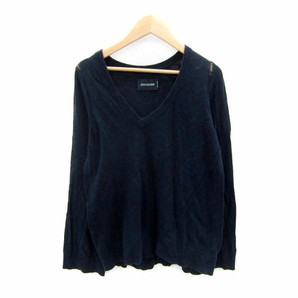 ザディグ エ ヴォルテール ZADIG &amp; VOLTAIRE ニット カットソー 長袖 Vネック 無地 XS 紺 ネイビー /SY32 レディース【ブランド】ザディグ エ ヴォルテール ZADIG &amp; VOLTAIRE【表記...
