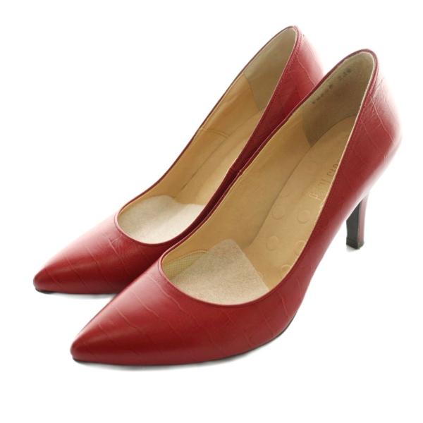 プールサイド POOLSIDE パンプス クロコ型押し 23.5cm 赤 レッド /SS ■OS レディース【ブランド】プールサイド POOLSIDE【表記サイズ】23.5cm【実寸サイズ】ヒールの高さ：約7cm　最大幅：約8cm　　【色】...
