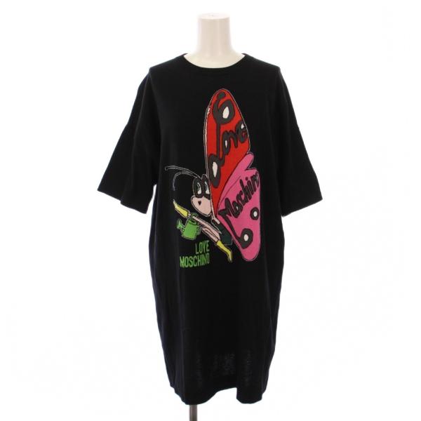 ラブモスキーノ LOVE MOSCHINO SHORT DRESSES ニット ワンピース ミニ丈 半袖 クルーネック I42 黒 /BM レディース【ブランド】ラブモスキーノ LOVE MOSCHINO【表記サイズ】I42【実寸サイズ】身...