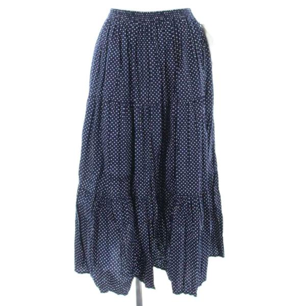 未使用品 ロックマウント ROCK MOUNT ロングスカート ティアード ドット柄 イージー S ネイビー sp9999 /TK レディース【ブランド】ロックマウント ROCK MOUNT【表記サイズ】S【実寸サイズ】ウエスト：56cm　...