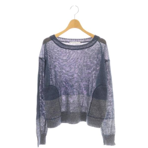 イエリ IERI ニット カットソー 長袖 リネン 紺 ネイビー グレー 透かし編み /CX ■OS レディース【ブランド】イエリ IERI【表記サイズ】サイズの表記なし（＊実寸サイズをご確認下さい）【実寸サイズ】肩幅：51cm　身幅：52...