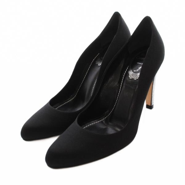 レネカオヴィラ Rene Caovilla パンプス ハイヒール ビジュー サテン 36 黒 シルバー /YM レディース【ブランド】レネカオヴィラ Rene Caovilla【表記サイズ】36【実寸サイズ】ヒールの高さ：9.5cm　最大幅...