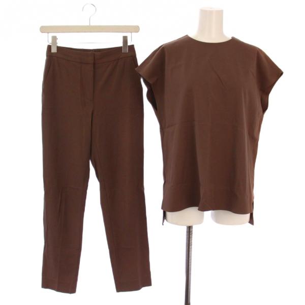 セオリーリュクス theory luxe 24AW NEWAN LUCKA CAROL2 セットアップ 上下 カットソー 半袖 パンツ ジップフライ 38 34 茶 レディース【ブランド】セオリーリュクス theory luxe【表記サイズ...