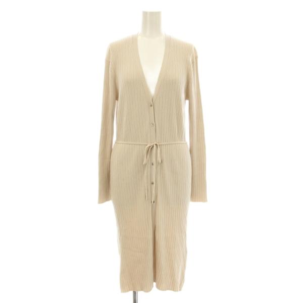 セオリーリュクス 21AW KENSINGTON HELOISE リブニット カーディガン ロング 長袖 Vネック ベルト付き 38 ベージュ 03-1303746【ブランド】セオリーリュクス theory luxe【表記サイズ】38【実寸...