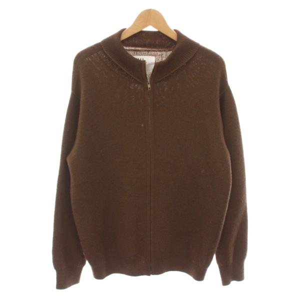 マーガレットハウエル MHL. 23AW DRY DENSE WOOL ニット カーディガン ジップアップ 長袖 L 茶 5963260551 /YM メンズ【ブランド】マーガレットハウエル MHL.【表記サイズ】L【実寸サイズ】肩幅：49...