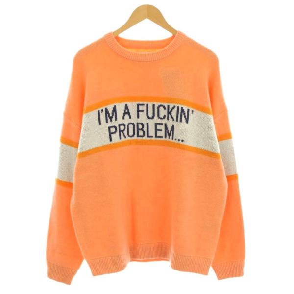 未使用品 サノバチーズ IM FUCKING PROBLEM CREW KNIT ニット セーター 長袖 クルーネック ロゴ L オレンジ SC2320-KN11【ブランド】サノバチーズ SON OF THE CHEESE【表記サイズ】L【...