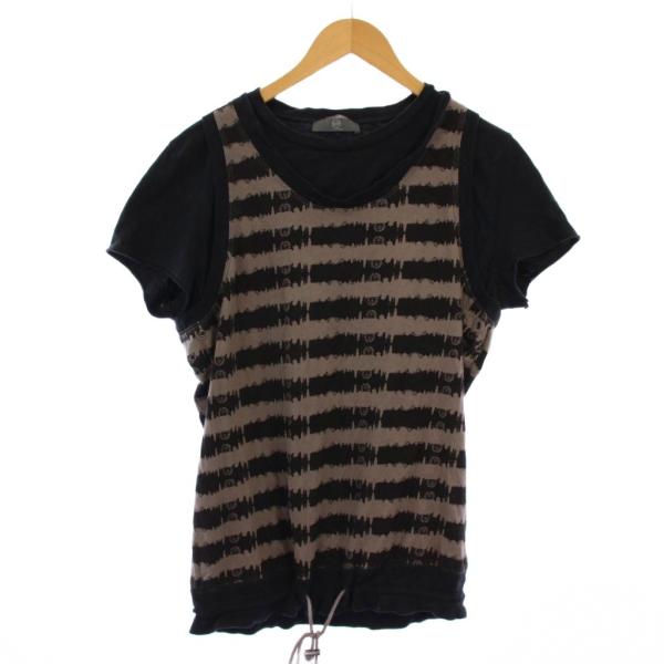 マックキュー McQ Tシャツ カットソー 半袖 クルーネック 柄 S 黒 茶 /BM メンズ【ブランド】マックキュー McQ【表記サイズ】S【実寸サイズ】肩幅：44cm　身幅：50cm　着丈：67cm　袖丈：14cm　　【素材】綿【色】黒...