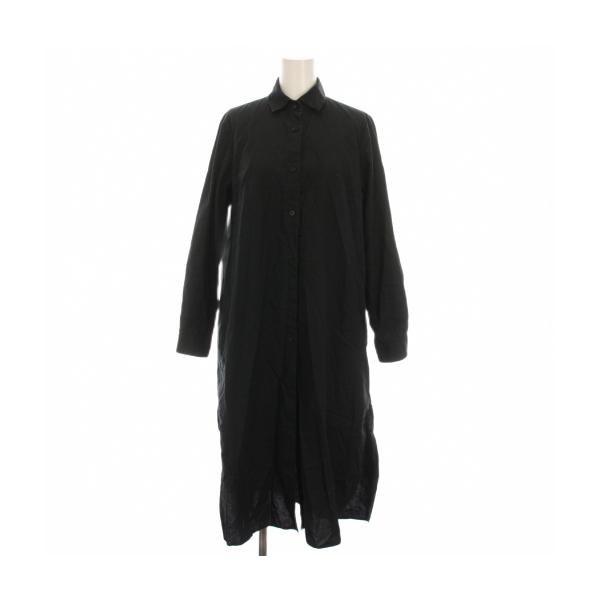 ヤエカ YAECA WRITE ロングシャツワンピース リネン混 長袖 M 黒 ブラック 98104 /YM レディース【ブランド】ヤエカ YAECA【表記サイズ】M【実寸サイズ】肩幅：36cm　身幅：49cm　袖丈：58cm　総丈：111...