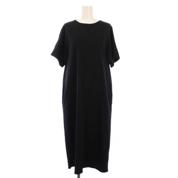 ソージュ SOEJU ワンピース ミモレ ロング 半袖 クルーネック ストレッチ 無地 F 紺 ネイビー S-00-OP-040 /BB レディース【表記サイズ】FREE【実寸サイズ】身幅：約50.5cm　着丈：約103.5cm　ゆき丈：約...