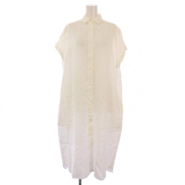 ベンシモン BENSIMON シャツワンピース ひざ丈 フレンチスリーブ 半袖 レギュラーカラー 無地 麻 リネン F 白 ホワイト /BB レディース【表記サイズ】F【実寸サイズ】身幅：60cm　着丈：109cm　ゆき丈：36cm　　【素...